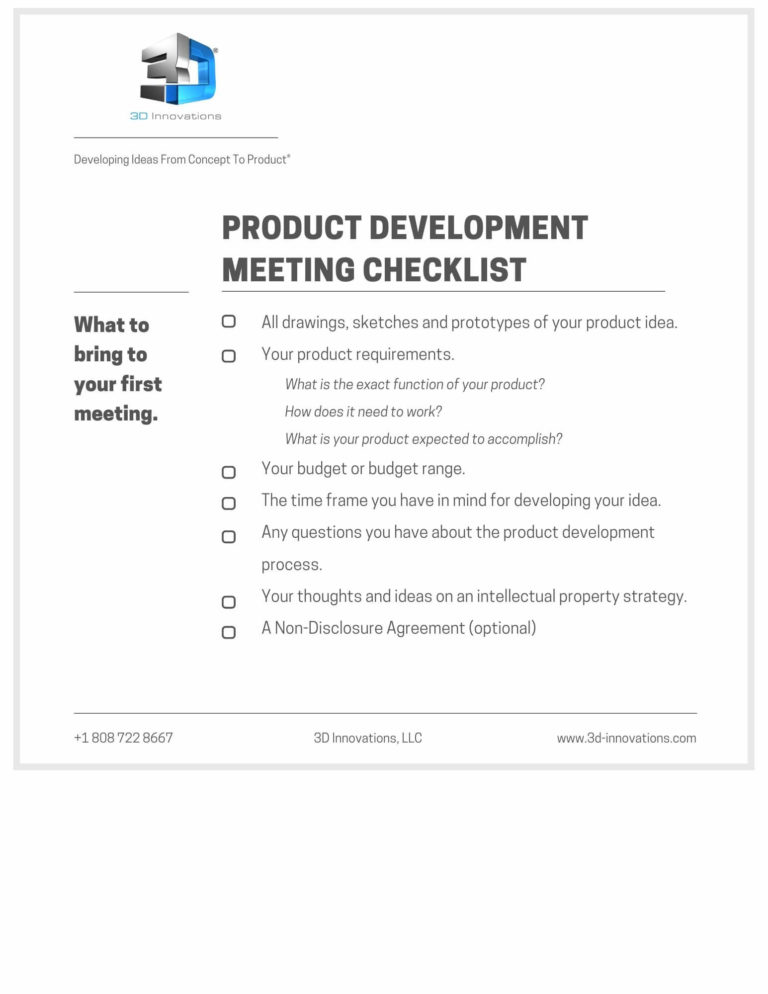 Your Product Development Meeting Checklist - 3D Innovations